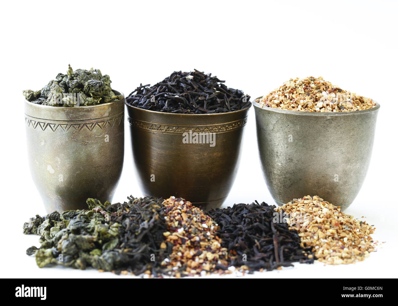different varieties of dry tea (black, white, green Stock Photo - Alamy