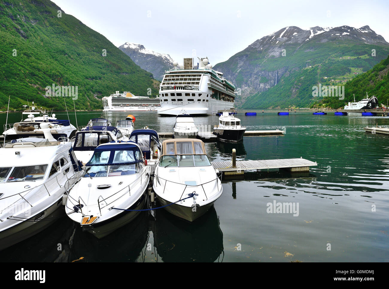 Cruise ship Legend of the Seas berthed alongside the pier at Geiranger ...