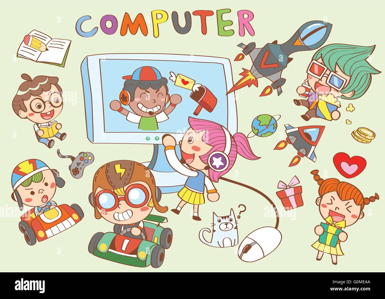 Computer game child Stock Vector Images - Alamy