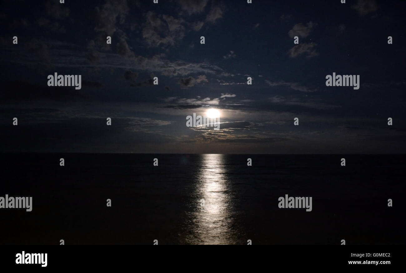 Night landscape of the sea, moonlit path Stock Photo - Alamy
