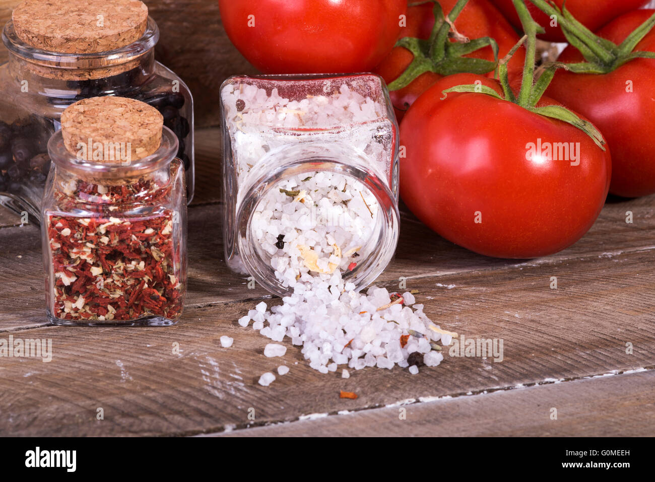 image of table salt herb in containers Stock Photo - Alamy