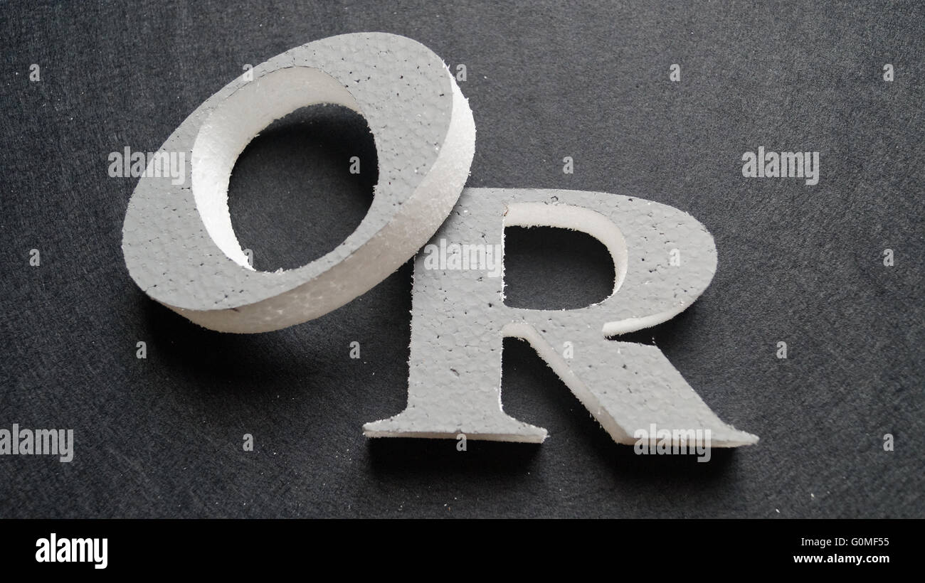 Letters O R made from polystyrene against grey background Stock Photo ...