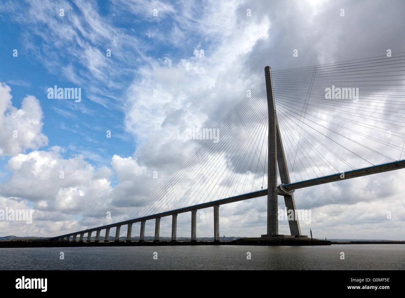 The Pont de Normandie (Normandy Bridge) in France over the Seine River ...