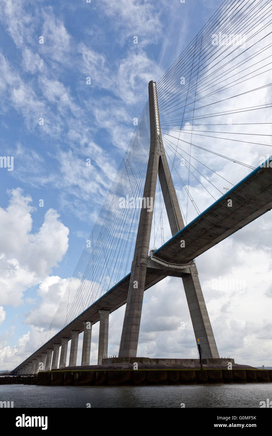 The Pont de Normandie (Normandy Bridge) in France over the Seine River ...