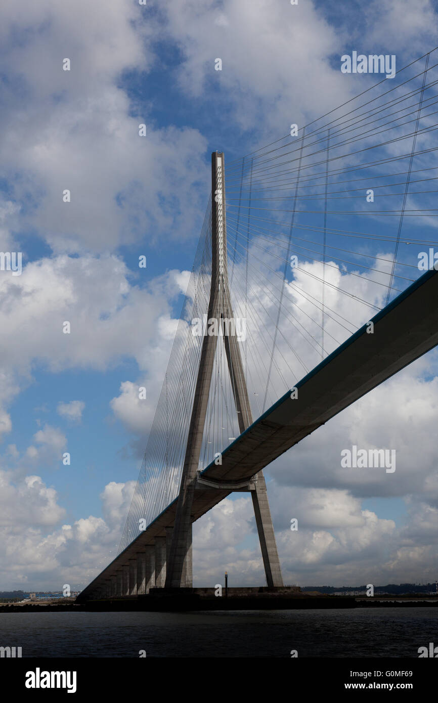 The Pont de Normandie (Normandy Bridge) in France over the Seine River ...