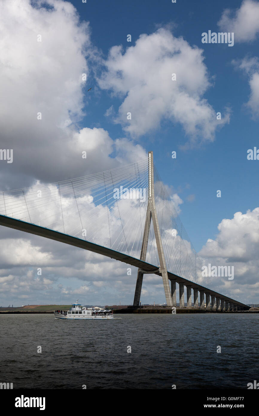 The Pont de Normandie (Normandy Bridge) in France over the Seine River ...