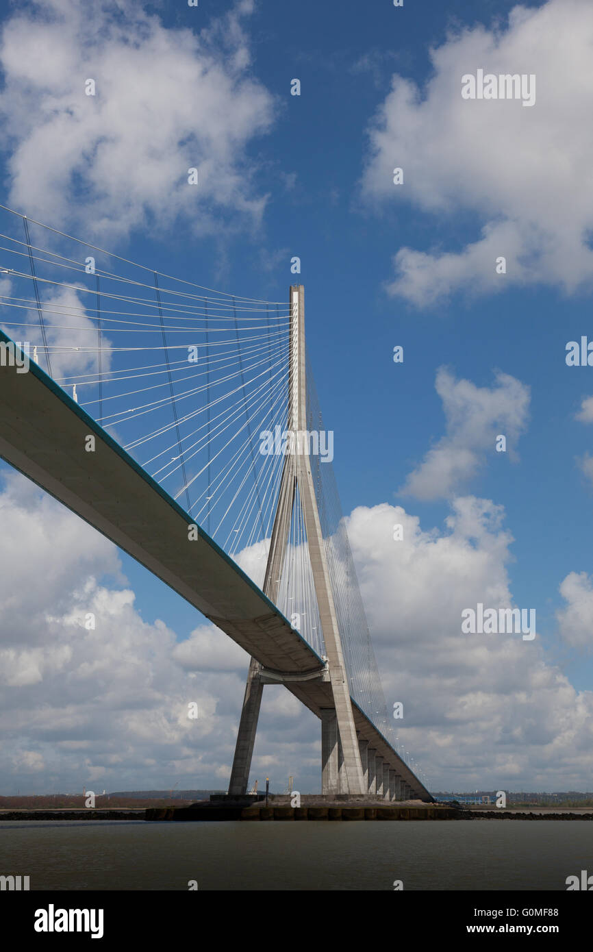 The Pont de Normandie (Normandy Bridge) in France over the Seine River ...