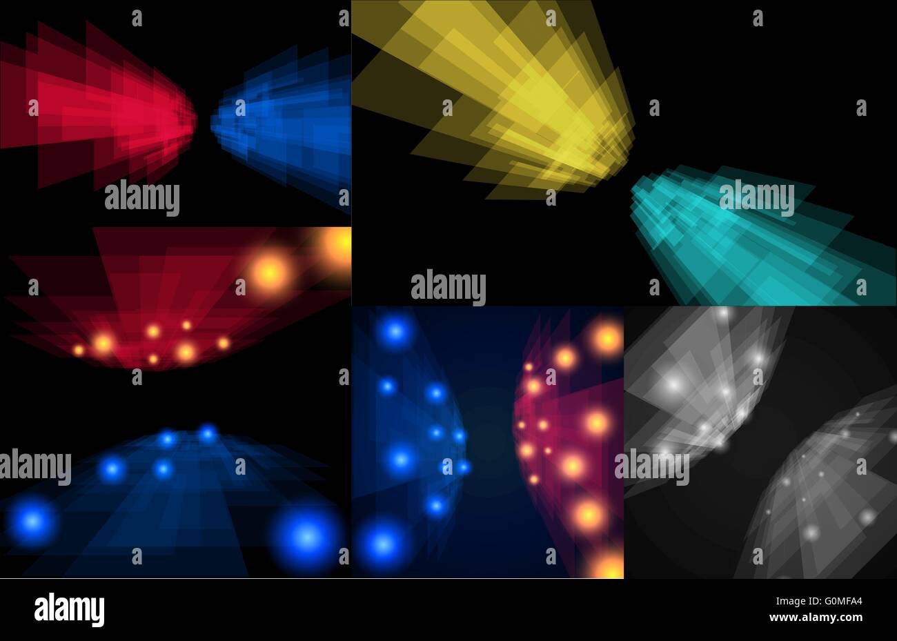 Set with perspective stripes. Five editable banners for your design ...