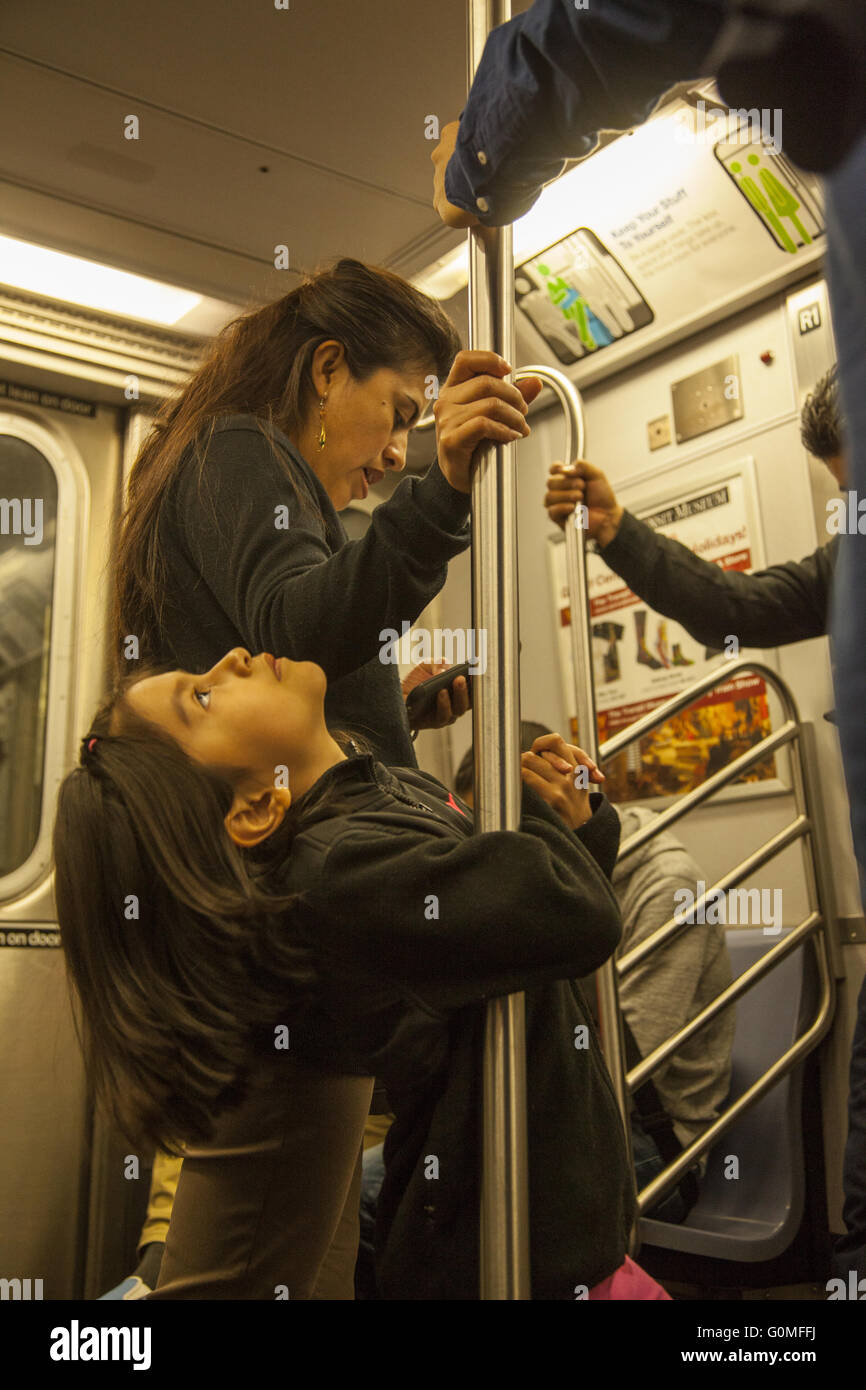 Riding a New York City Subway train Stock Photo - Alamy
