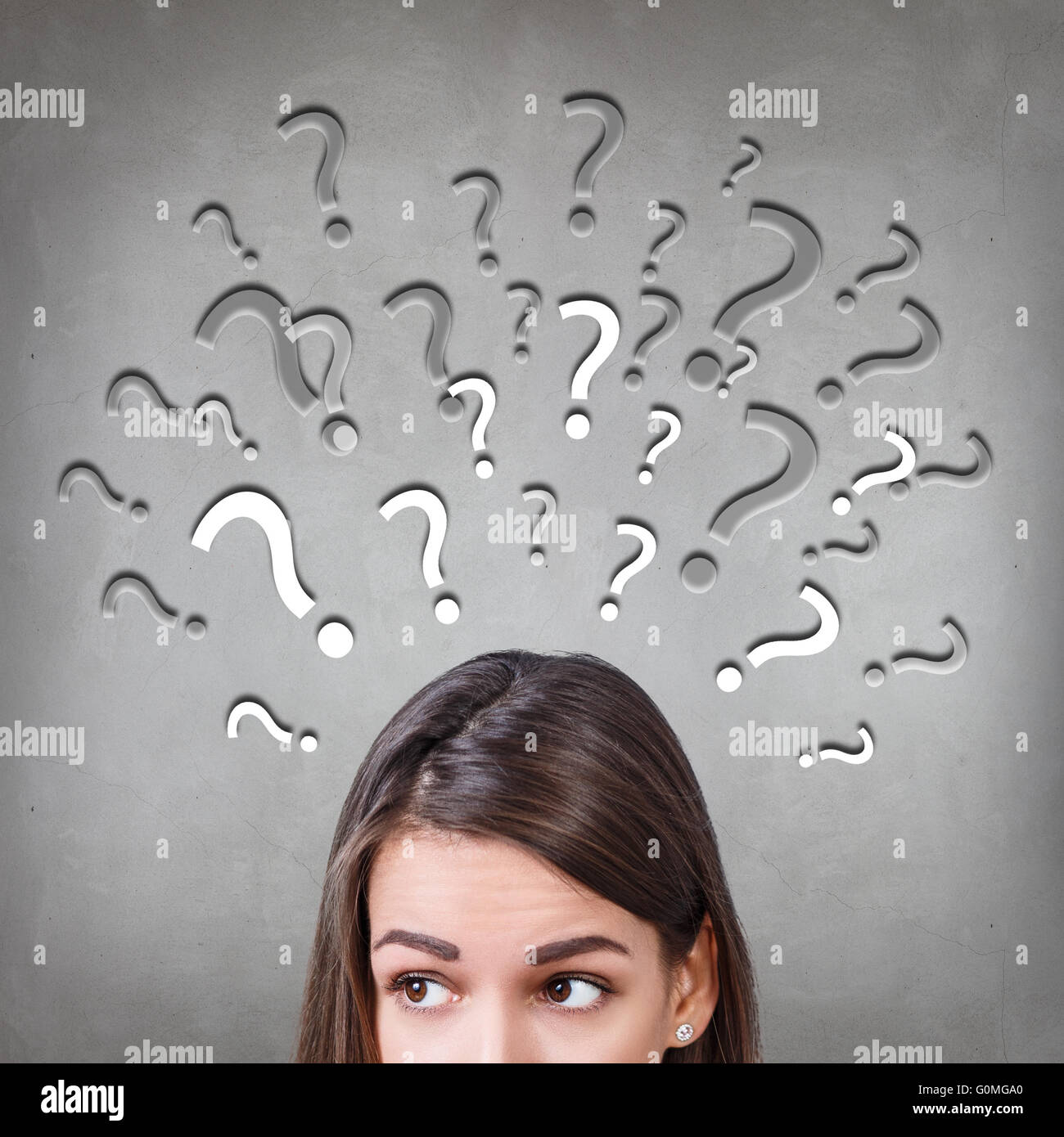 Woman has too many questions Stock Photo - Alamy