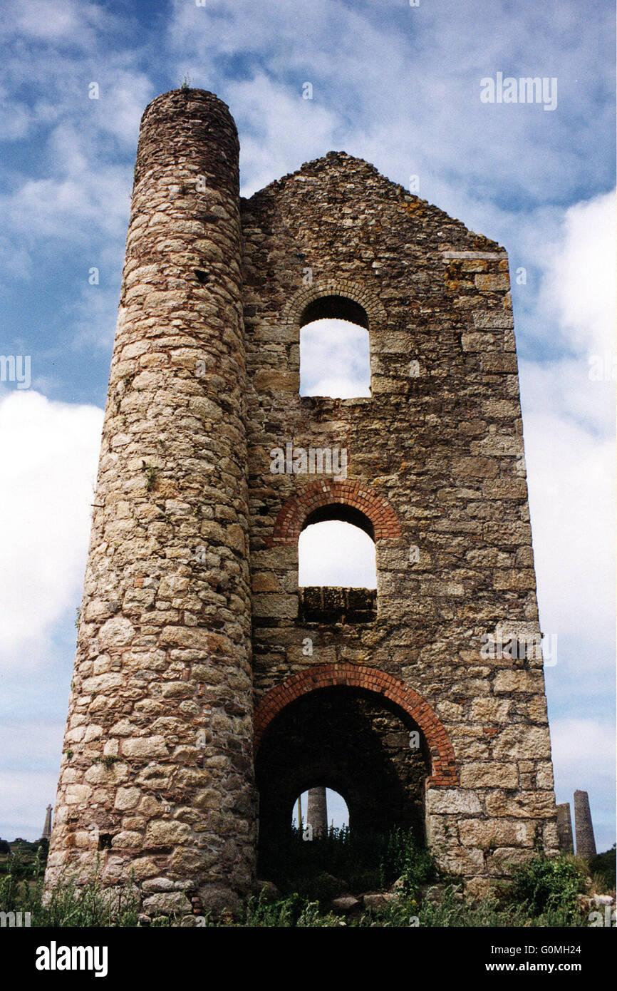 The remains of a Stone built mining structure in Cornwall, SW England ...
