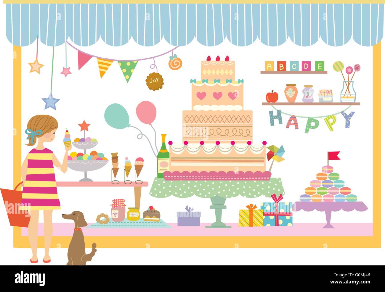 Cake shop window display Stock Vector Images - Alamy