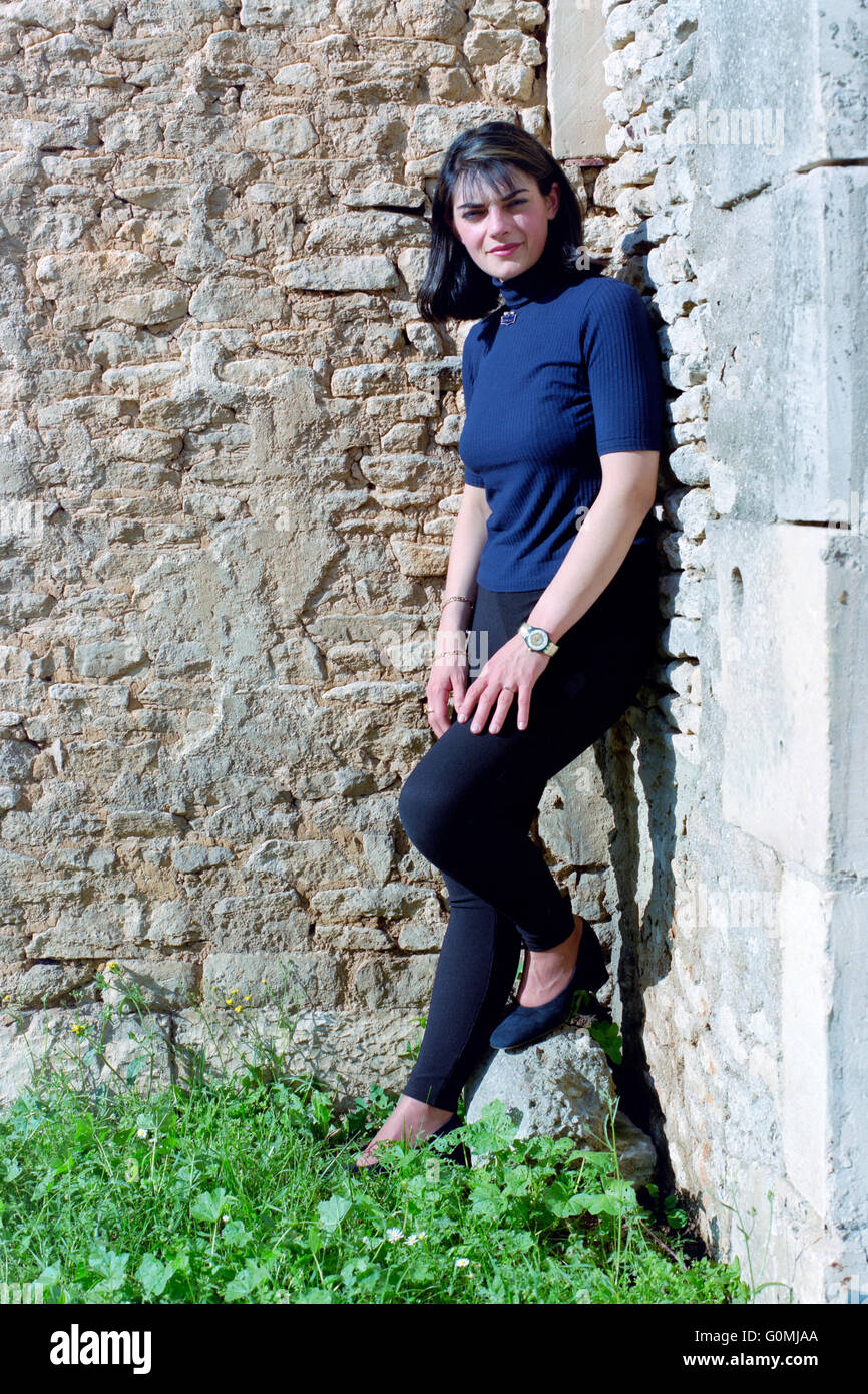 young pretty french female poses for a portrait in normandy france ...