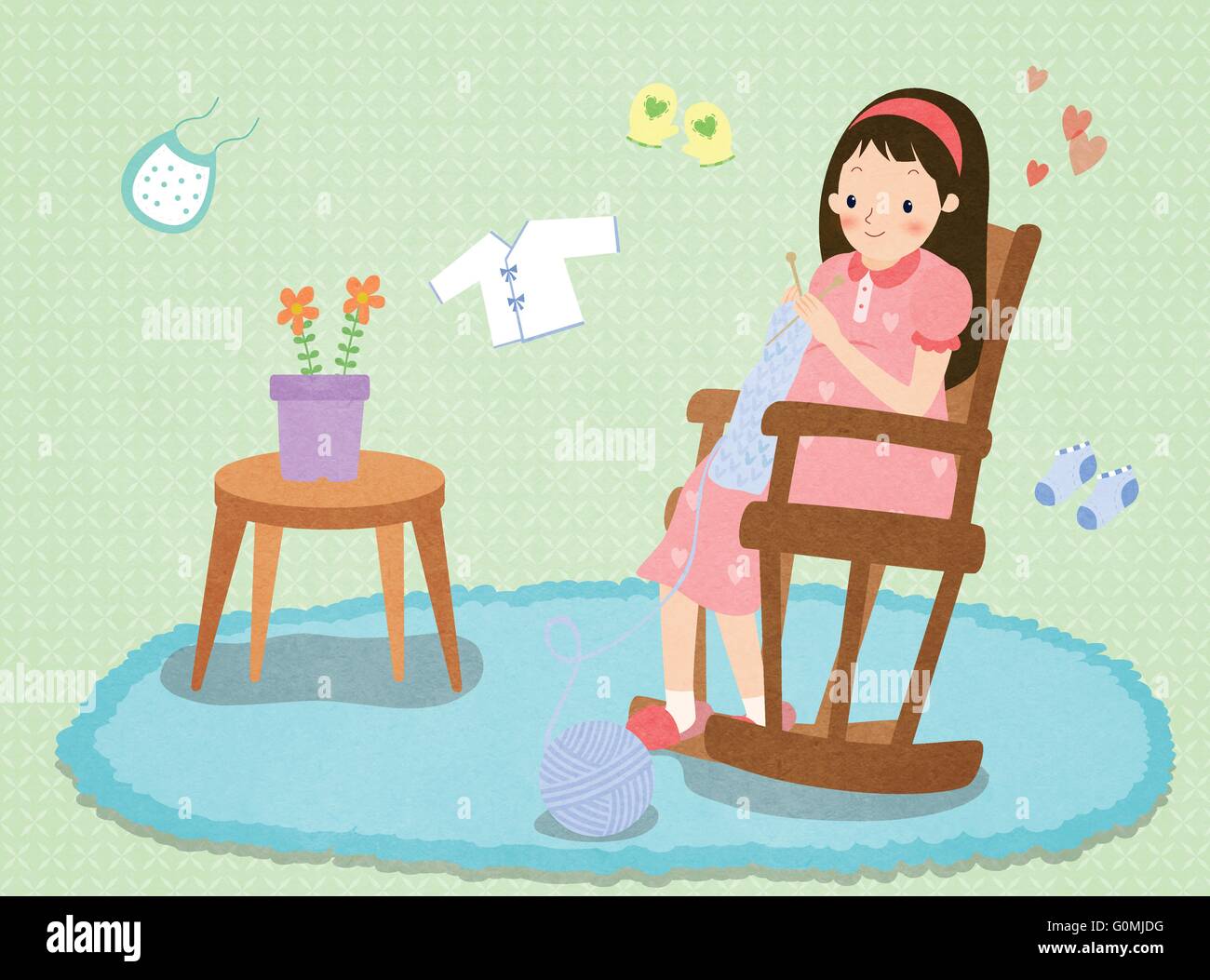 Woman rocking chair baby Stock Vector Images - Alamy
