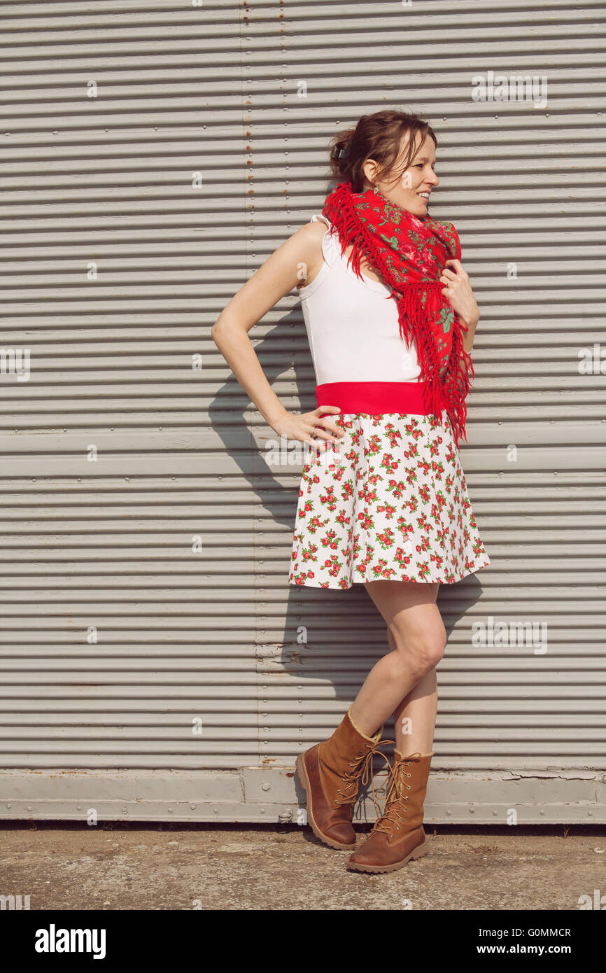 Girl with red scarf hi-res stock photography and images - Alamy