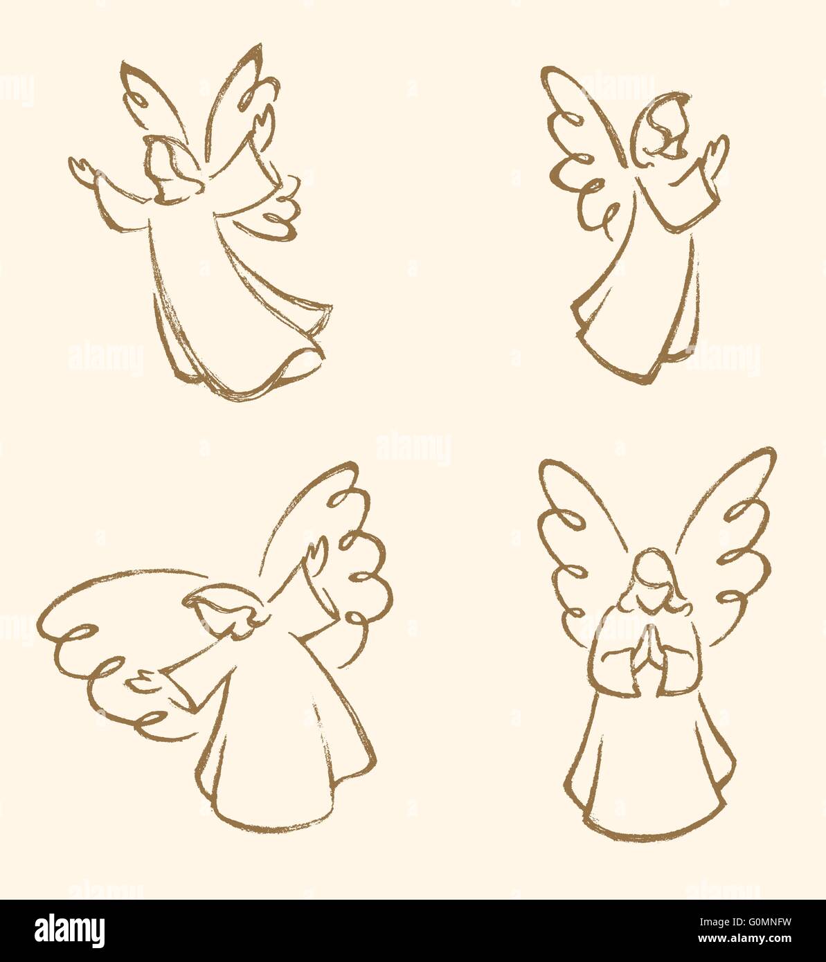 Angel Sketch Collection Stock Vector Image & Art - Alamy