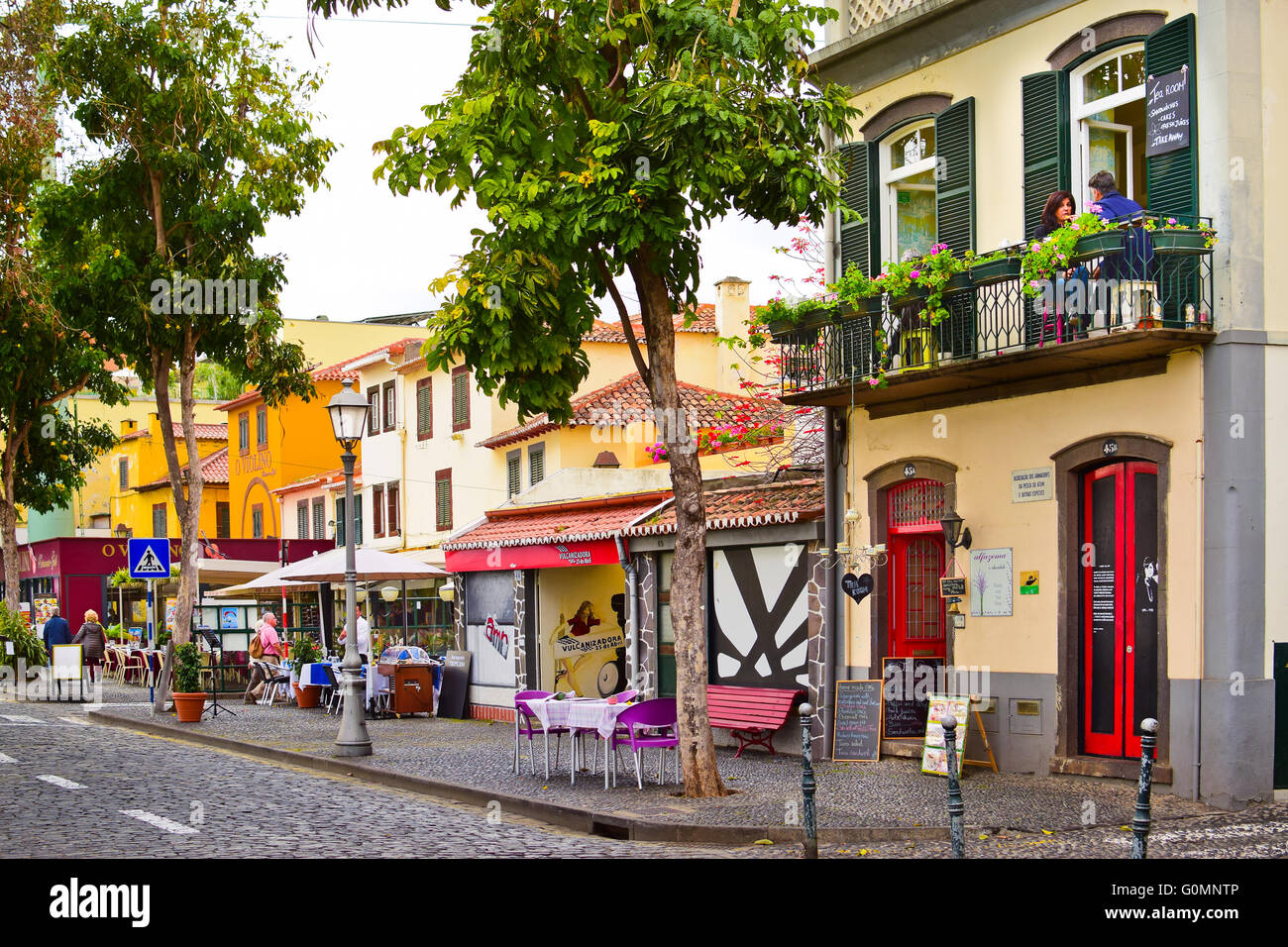 One of historical streets of Zona Velha, Funchal's Old Town, Madeira ...
