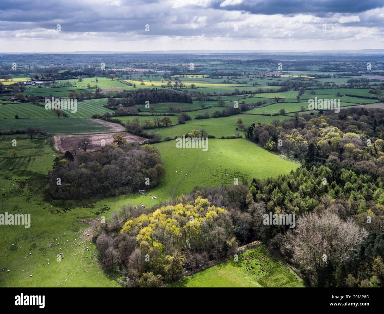 An aerial view of Worcestershire Countryside near Redditch, UK Stock ...