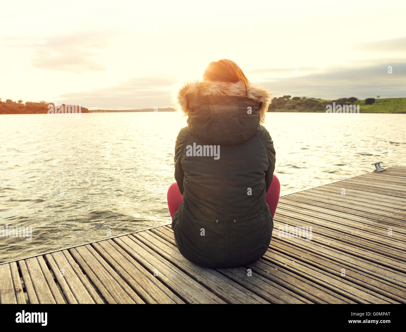 Woman and lake and back hi-res stock photography and images - Alamy