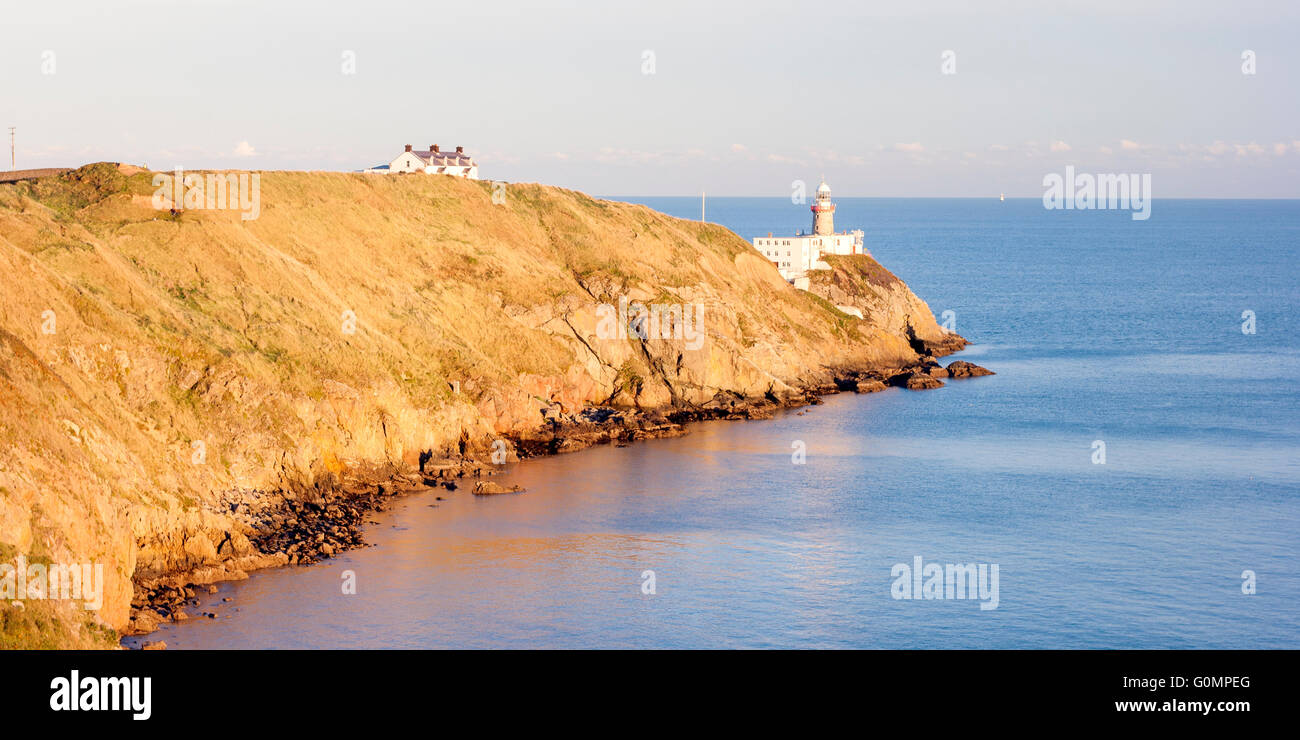 Baily lighthouse at the sunset in Howth peninsula, Dublin, Ireland ...