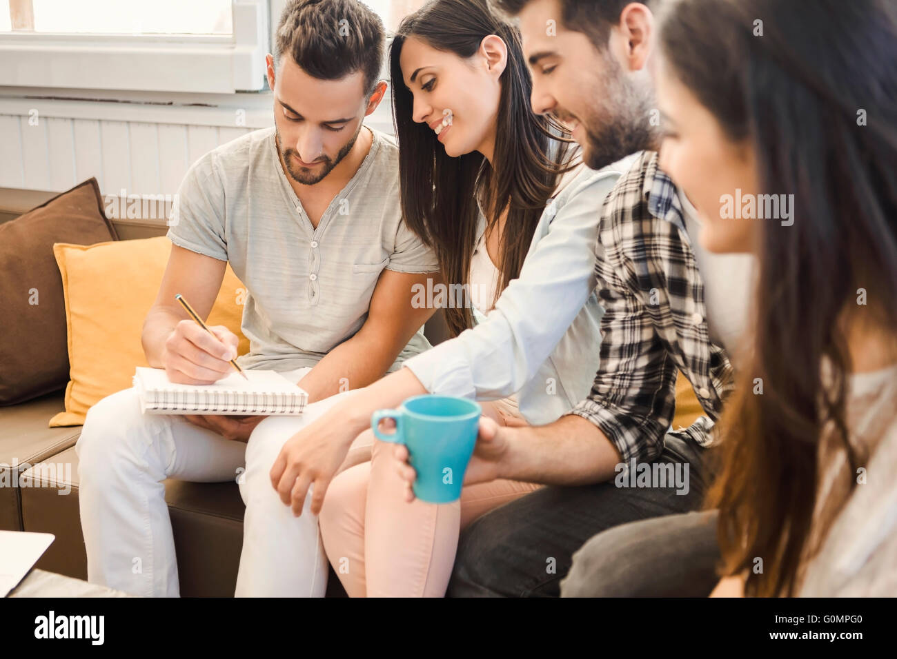 Group of friends meeting In the local Coffee Shop Stock Photo - Alamy