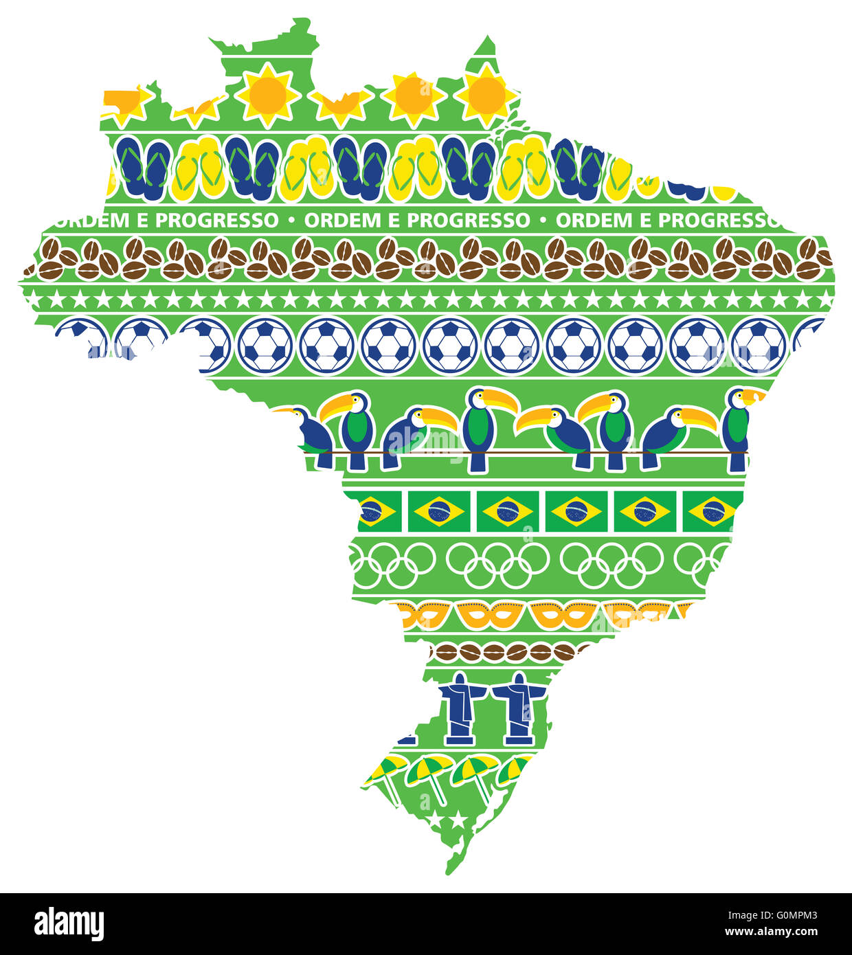 Brazil Map with Icons Stock Photo - Alamy