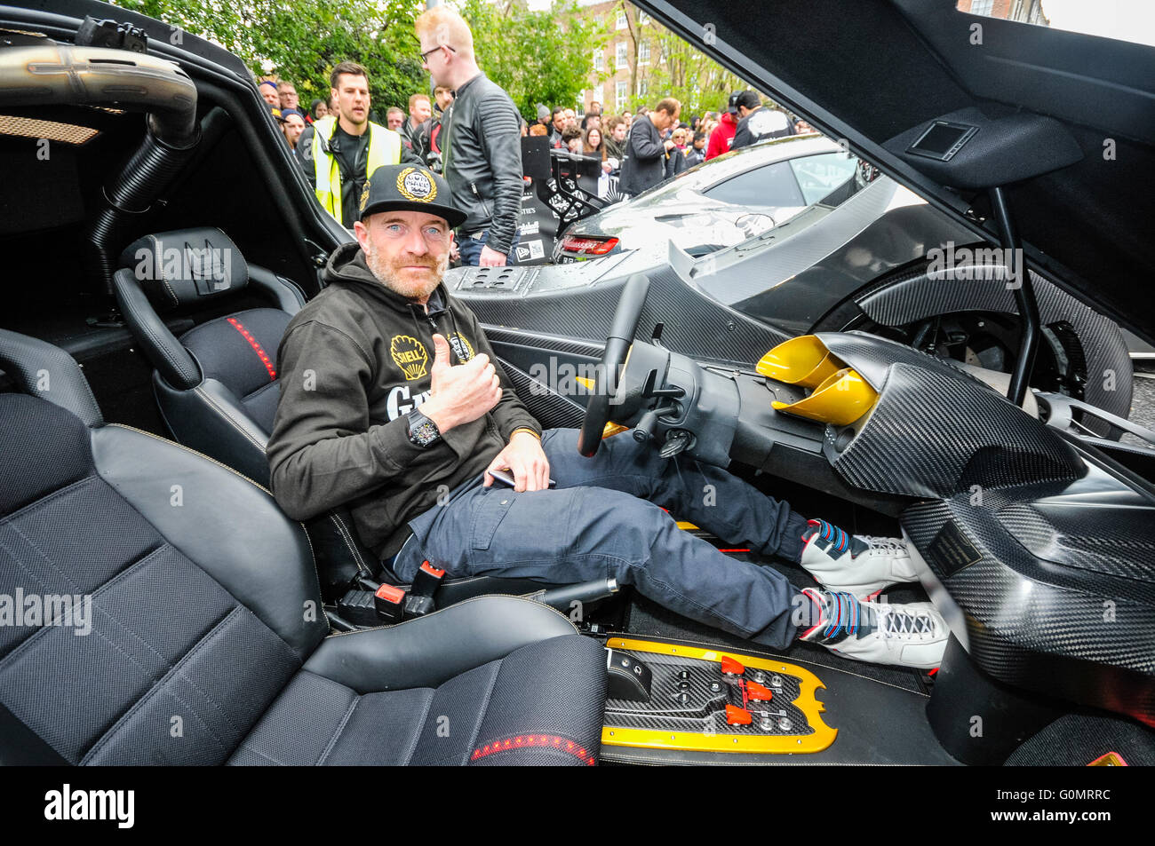 DUBLIN, IRELAND. MAY 01 2016 - One of the drivers of the "Batmobile ...