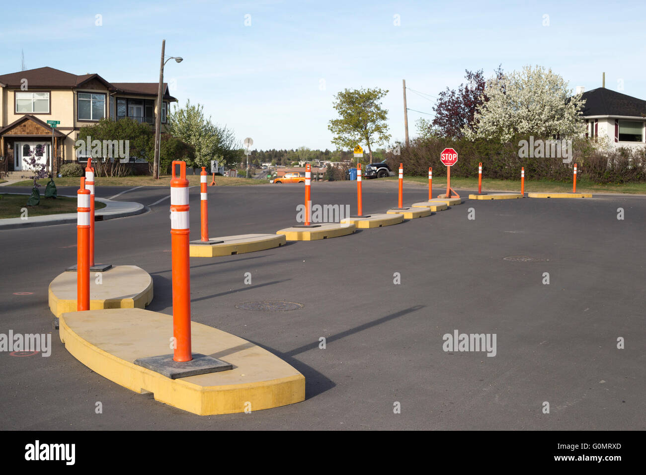 Traffic calming curbs in city street Stock Photo: 103720021 - Alamy