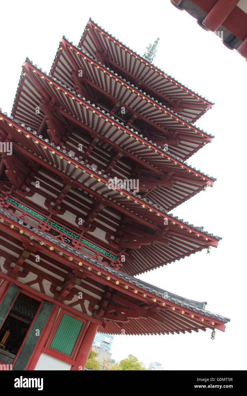 The pagoda of a Shinto temple (Shitenno-ji) in Osaka (Japan Stock Photo ...
