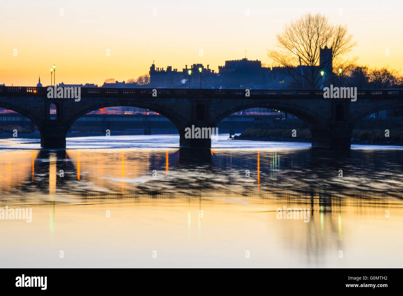Skerton Bridge and River Lune Lancaster, Lancashire, England, with the ...