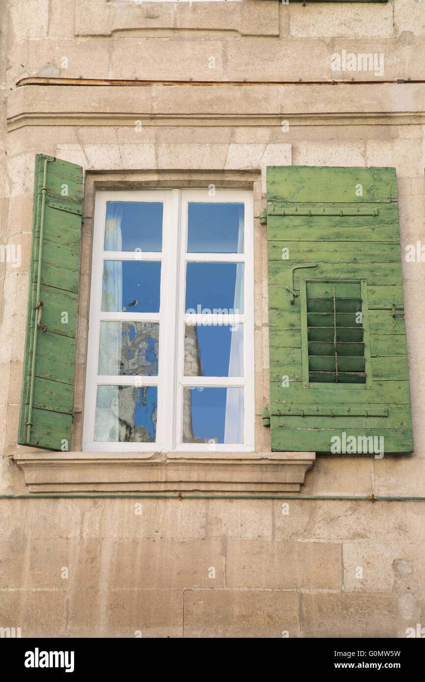Green Wooden Window Shutter, France Stock Photo - Alamy