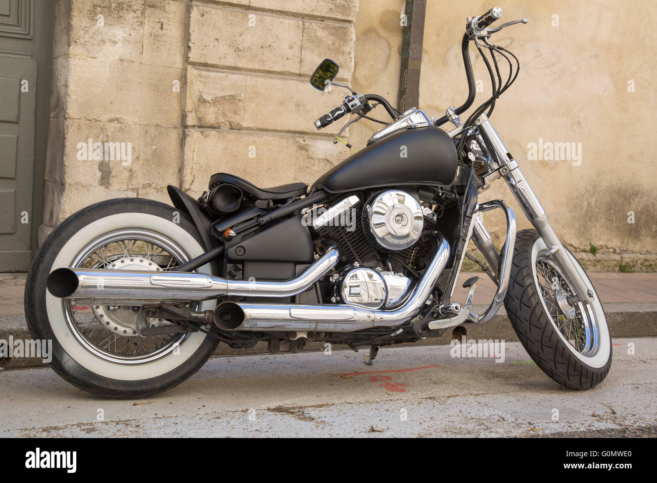 Kawasaki Motorbike against Stone Wall Stock Photo - Alamy