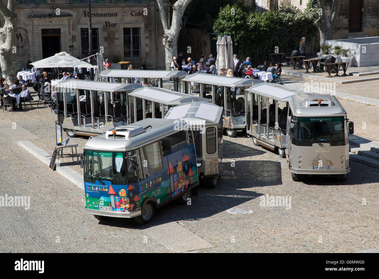 Tourist Trains on Place du Palais Square, Avignon, France Stock Photo ...