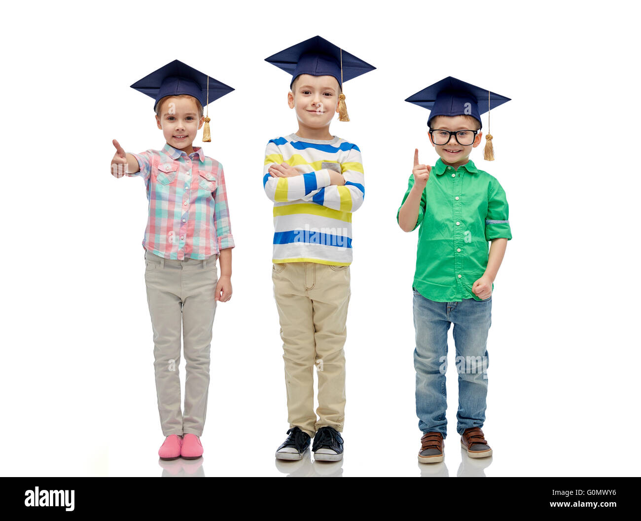 happy children in bachelor hats and eyeglasses Stock Photo - Alamy