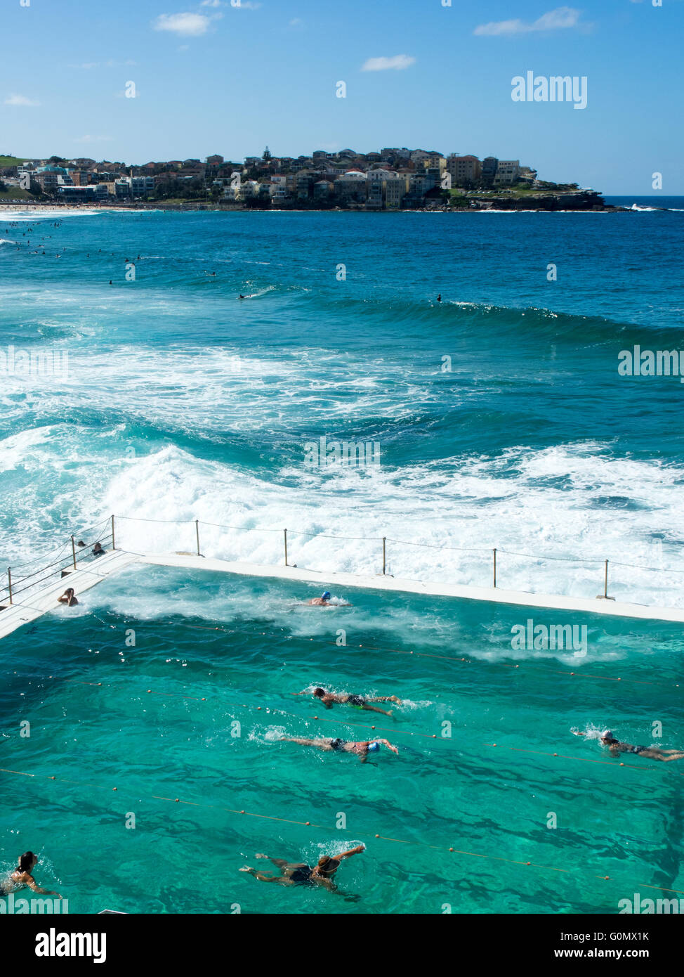 People swimming in the Bondi Icebergs Club's swimming pool at Bondi ...