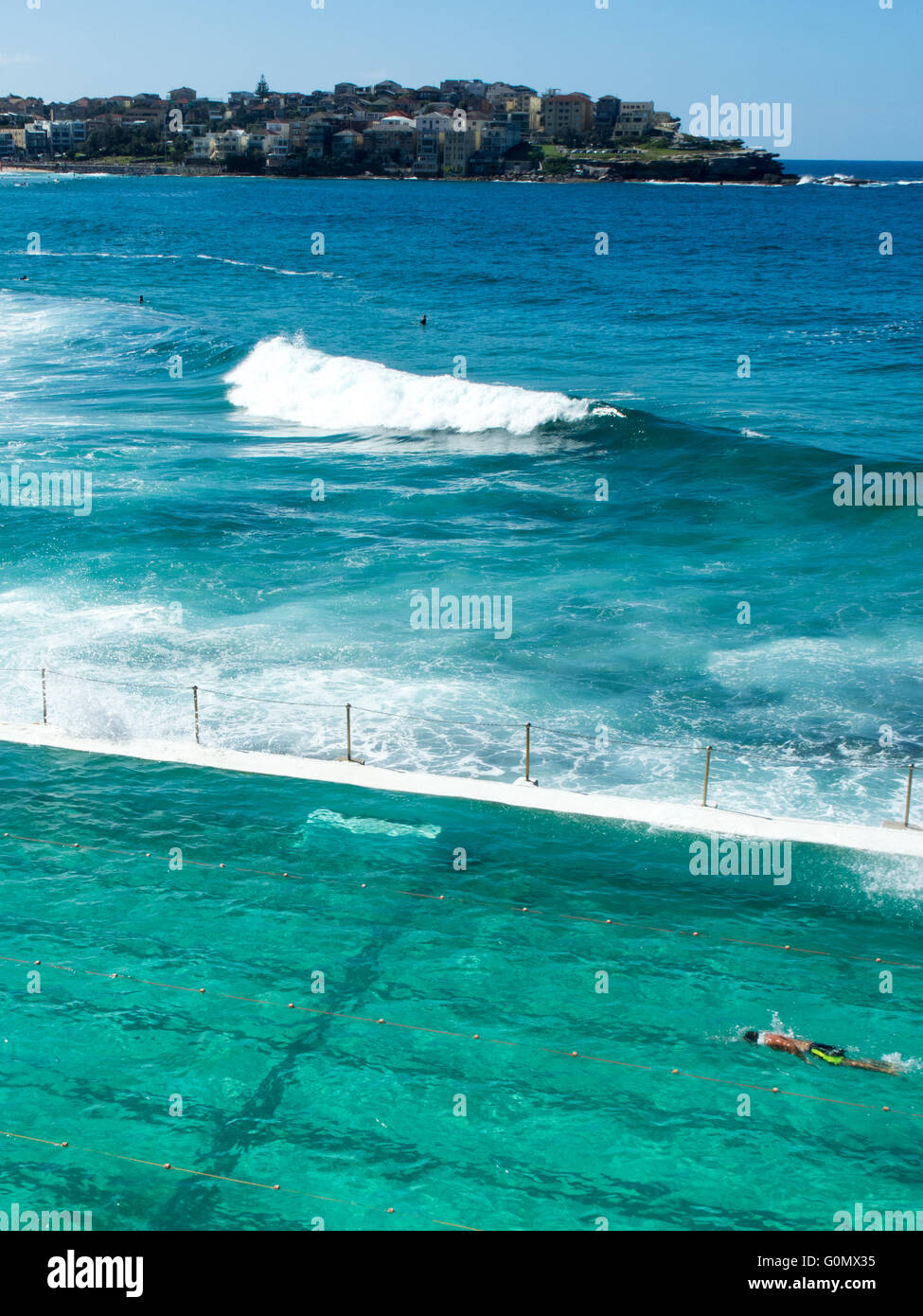 A man swimming in the Bondi Icebergs Club's swimming pool at Bondi ...