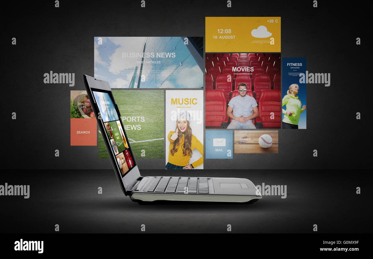 laptop with internet applications on screen Stock Photo - Alamy