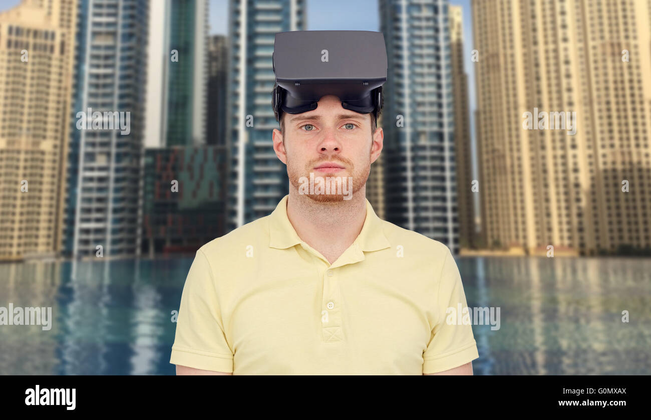 man in virtual reality headset or 3d glasses Stock Photo - Alamy