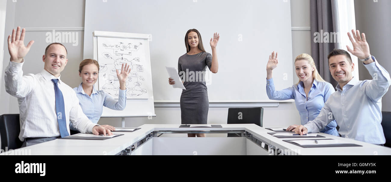 Group Happy Business People Waving High Resolution Stock Photography ...