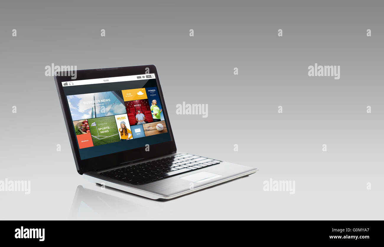 laptop with internet applications on screen Stock Photo - Alamy