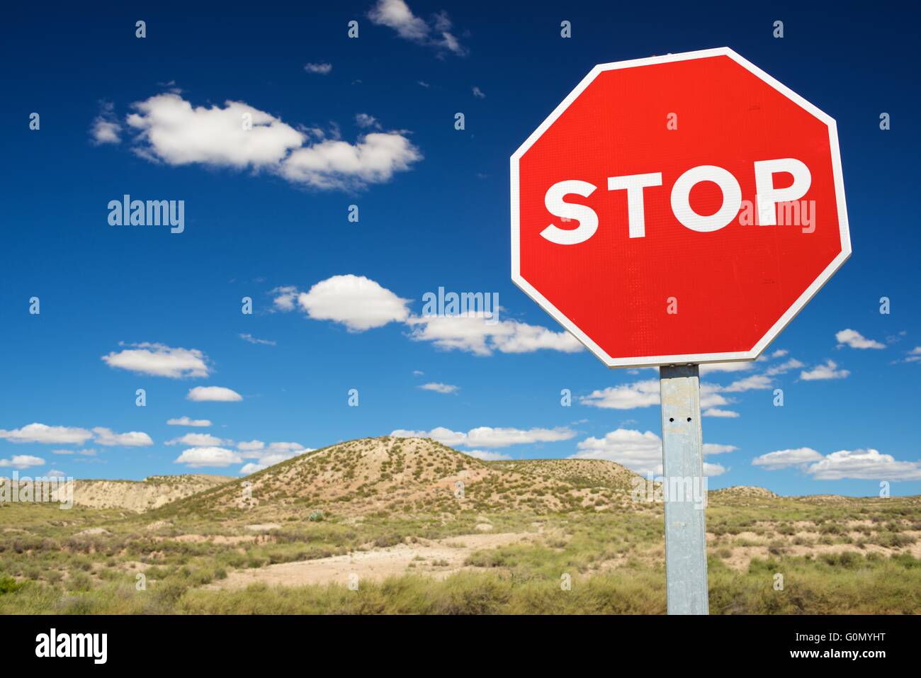 Stop traffic sign with blue sky Stock Photo - Alamy