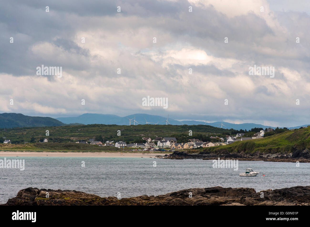 Narin village and beach shot from Portnoo, County Donegal, Ireland ...