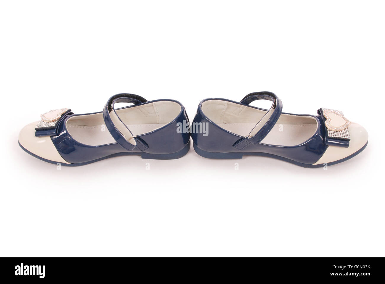 Blue girl shoes white background with soft shadow. Clipping path Stock ...