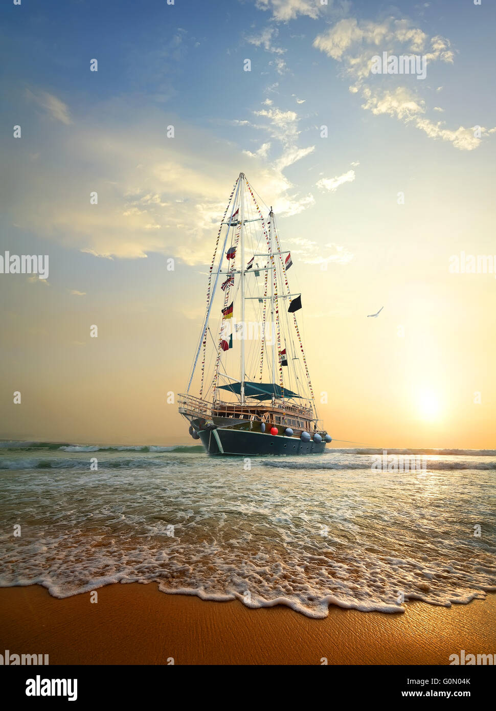 Ship sailing on waves hi-res stock photography and images - Alamy