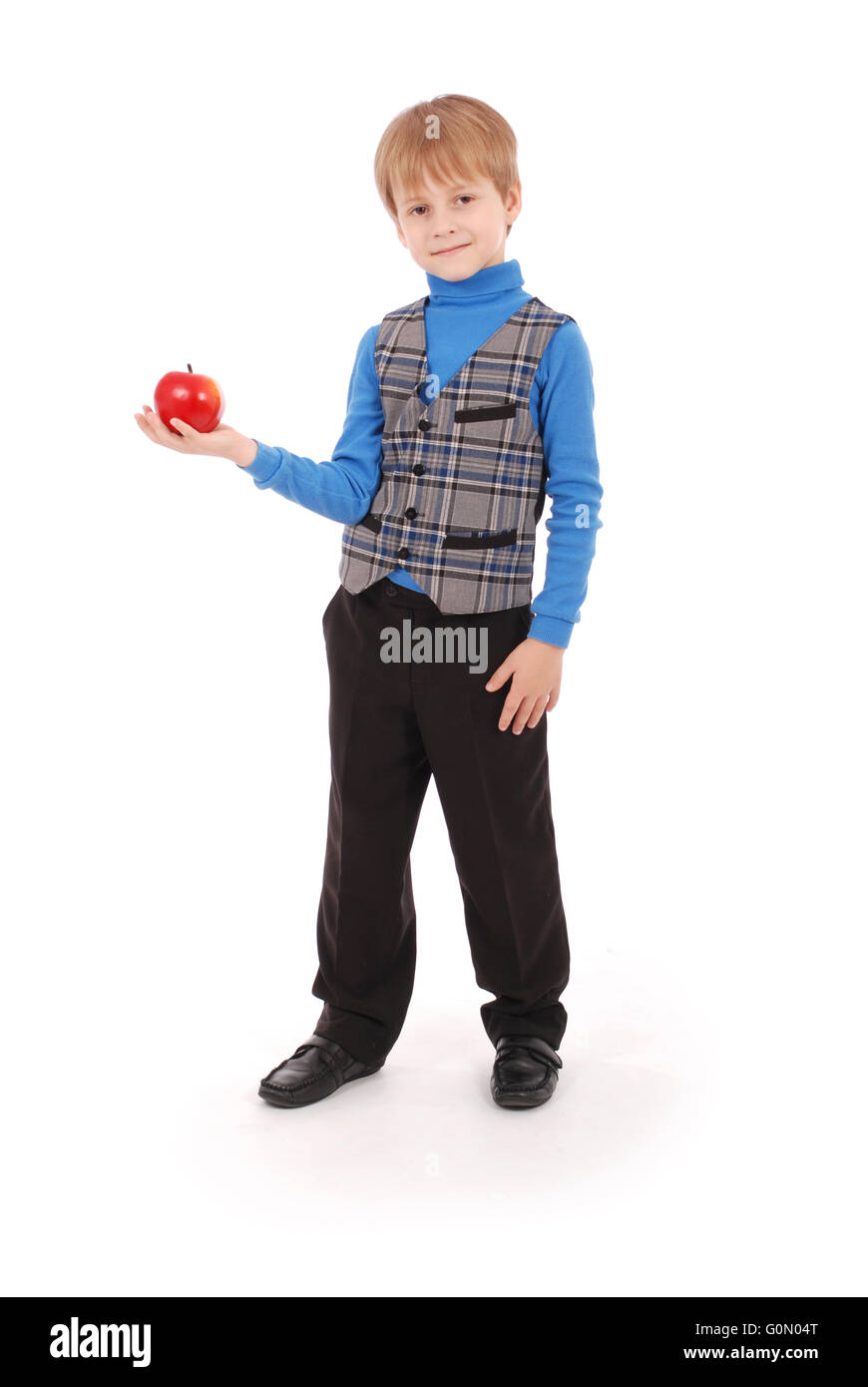 School boy book apple Cut Out Stock Images & Pictures - Alamy