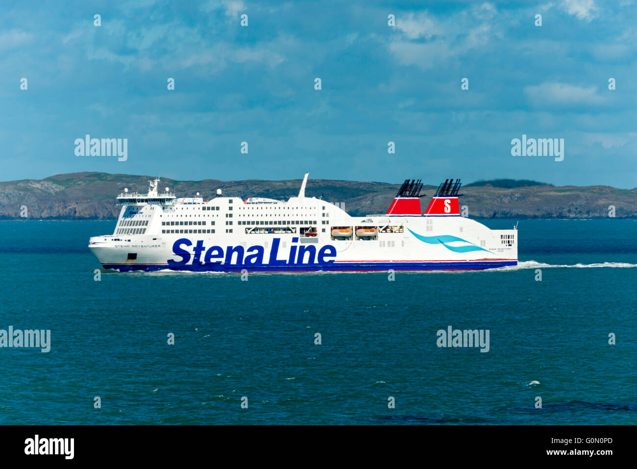 Stena Adventurers Outbound from Holyhead Anglesey North Wales Uk Stock ...