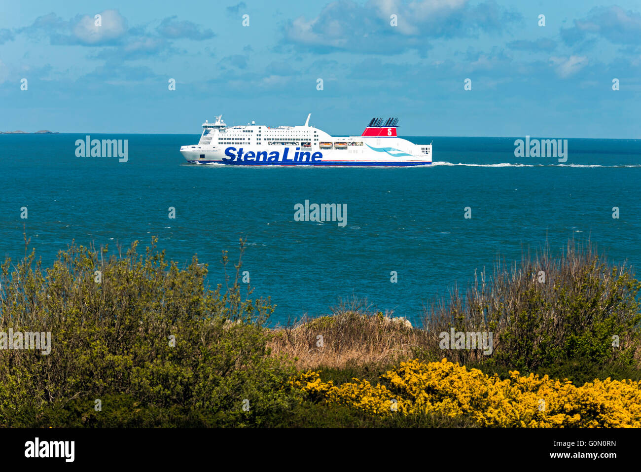 Stena Adventurers Outbound from Holyhead Anglesey North Wales Uk Stock ...