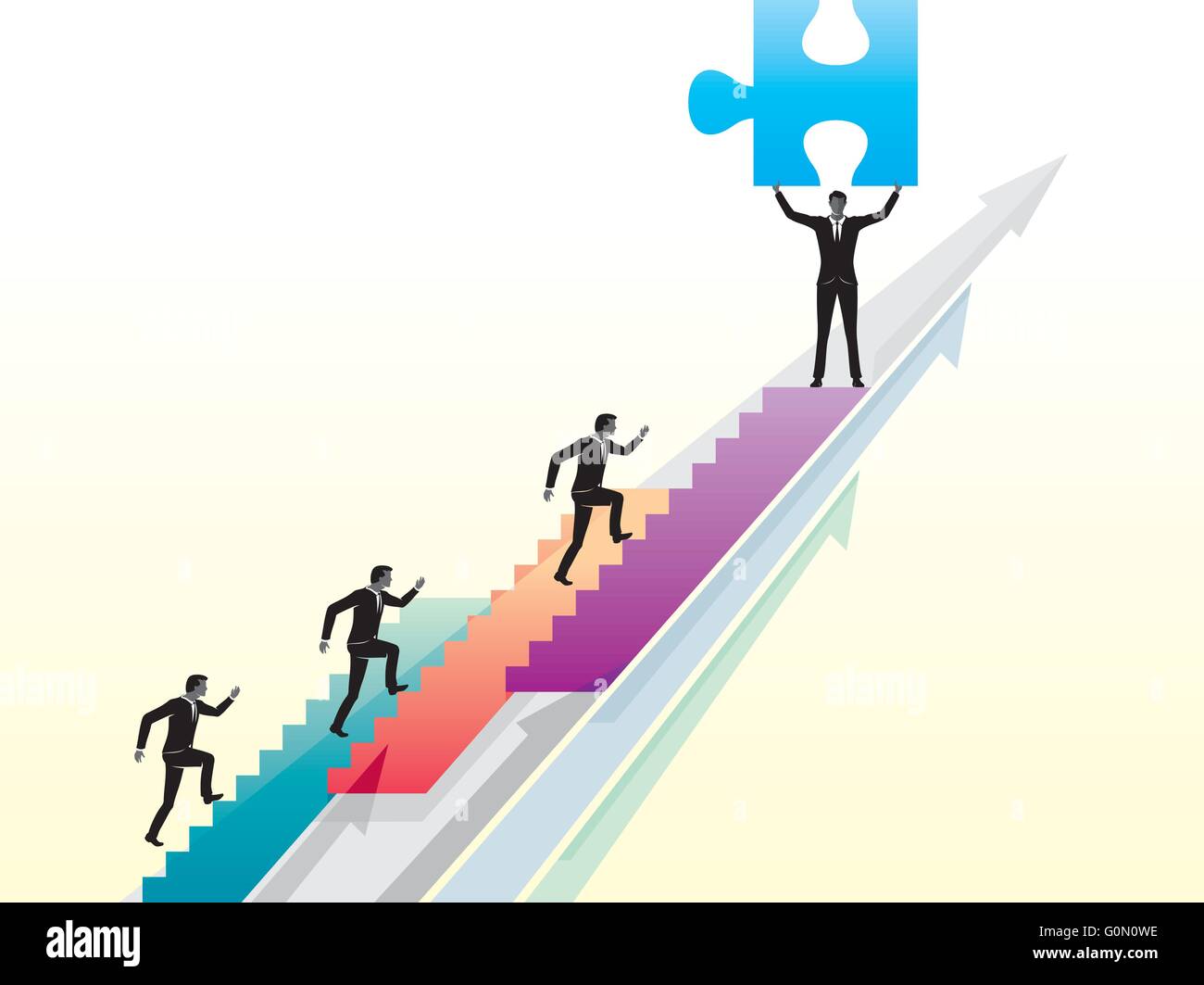 Moving Up Business Solutions-Conceptual illustration of businessmen on ...