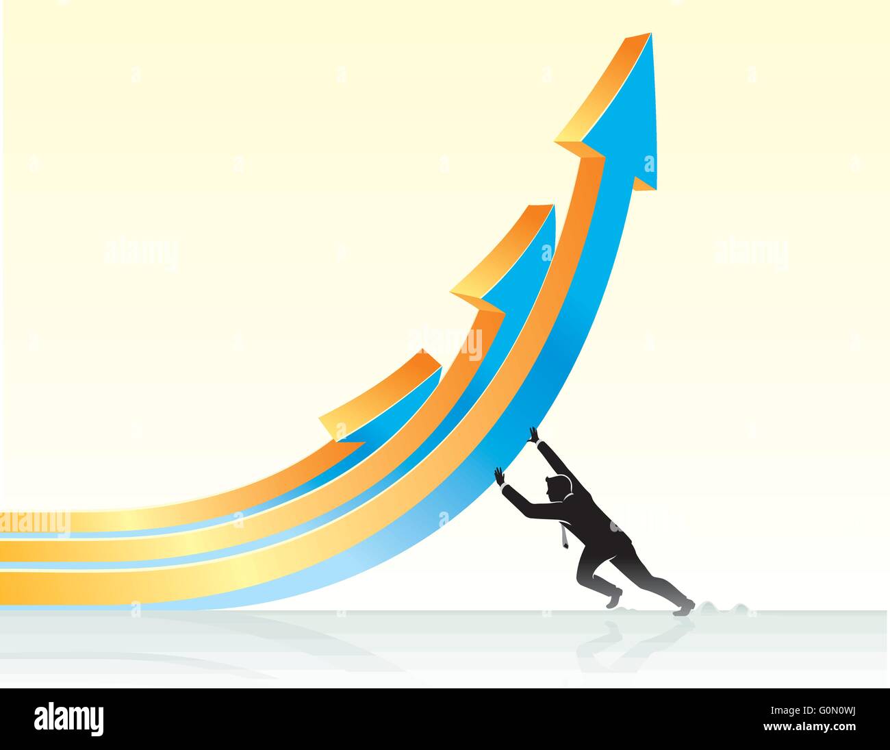 A businessman pushing chart upward Stock Vector Image & Art - Alamy