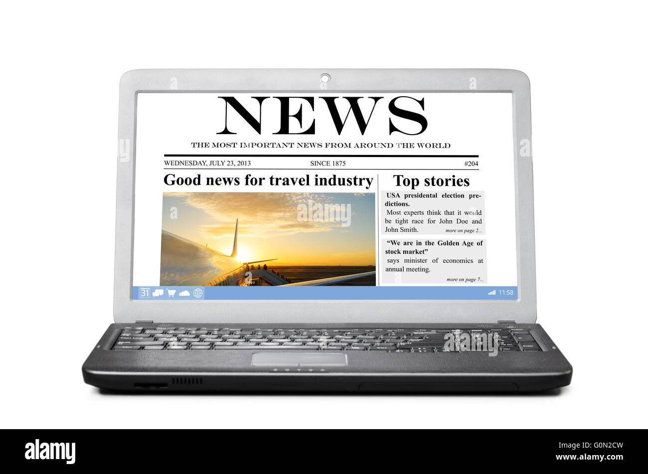 Newspaper tablet screen Cut Out Stock Images & Pictures - Alamy